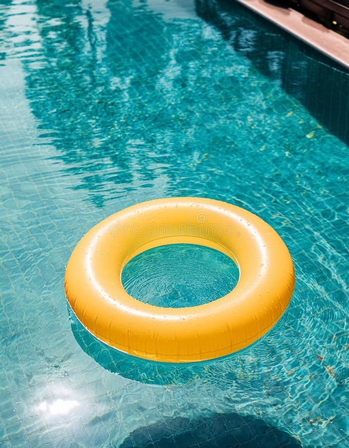 Yellow Float Floating in the Pool with Blue Water Stock Illustration ...