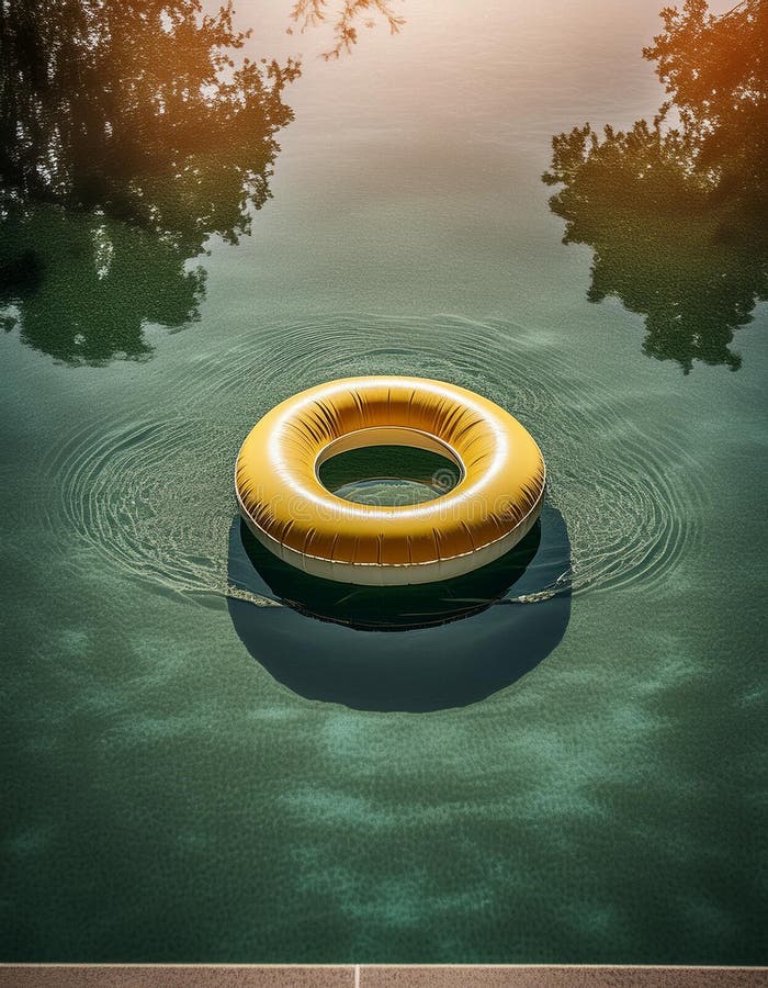 Yellow Float Floating in the Pool with Blue Water Stock Illustration ...