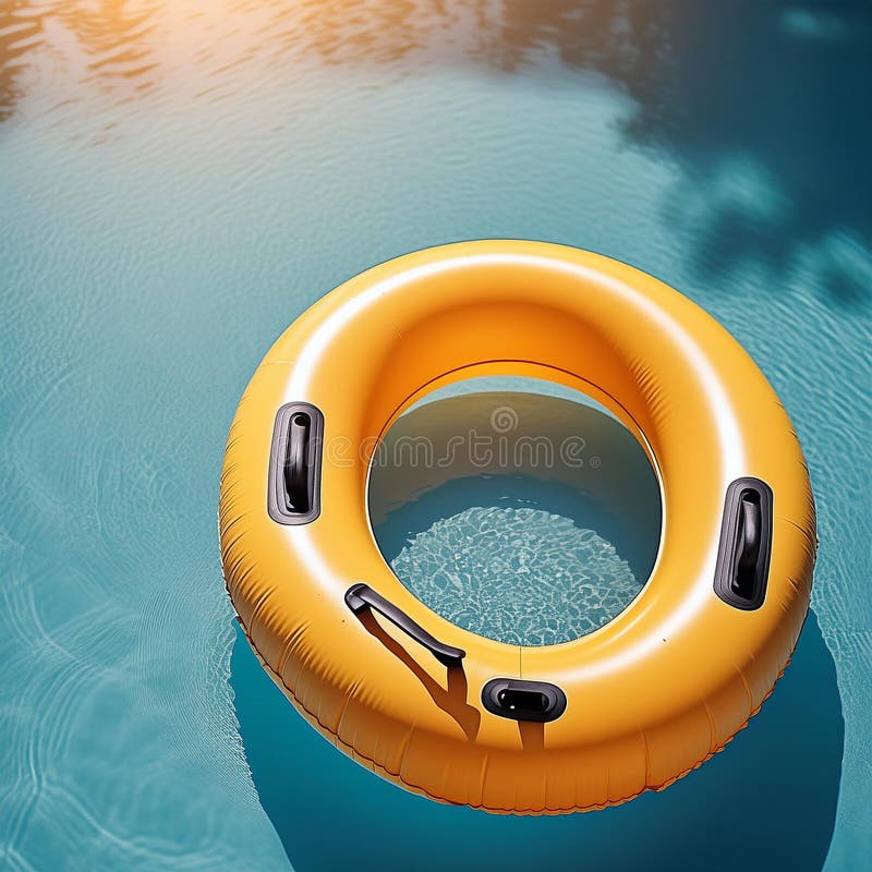 Yellow Float Floating in the Pool with Blue Water. Stock Illustration ...