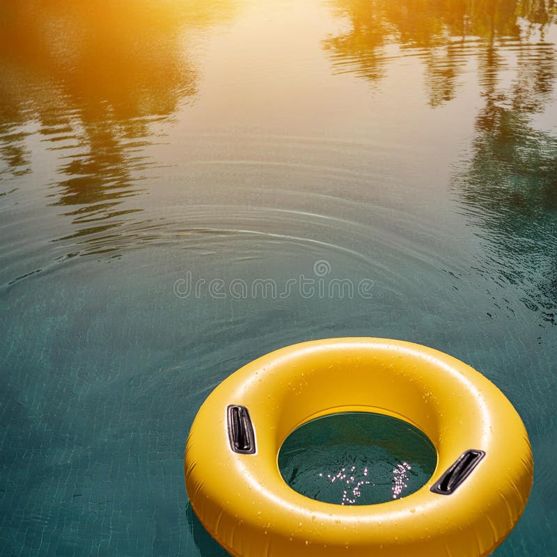 Yellow Float Floating in the Pool with Blue Water. Stock Illustration ...