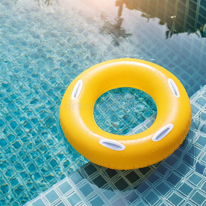 Yellow Float Floating in the Pool with Blue Water. Stock Illustration ...