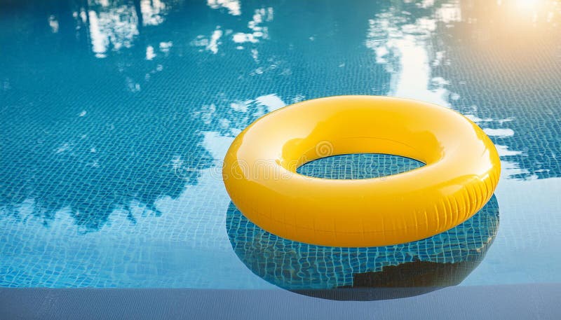 Yellow Float Floating in the Pool with Blue Water. Stock Illustration ...