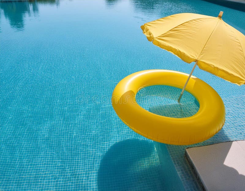 Yellow Float Floating in the Pool with Blue Water. Stock Illustration ...