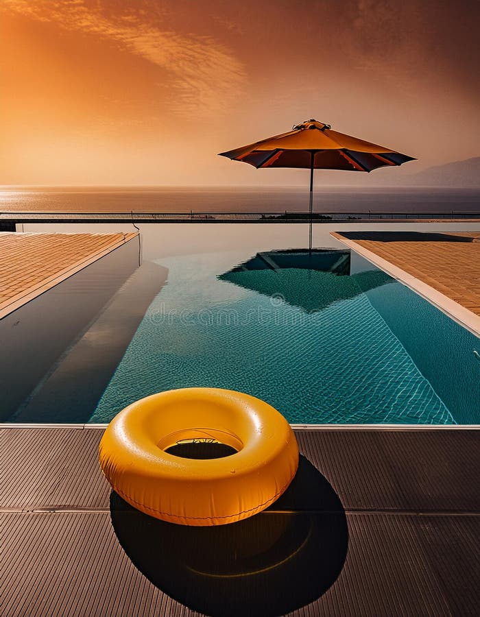 Yellow Float Floating in the Pool with Blue Water Stock Illustration - Illustration of color ...