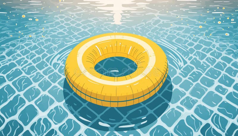 Yellow Float Floating in the Pool with Blue Water Stock Illustration ...