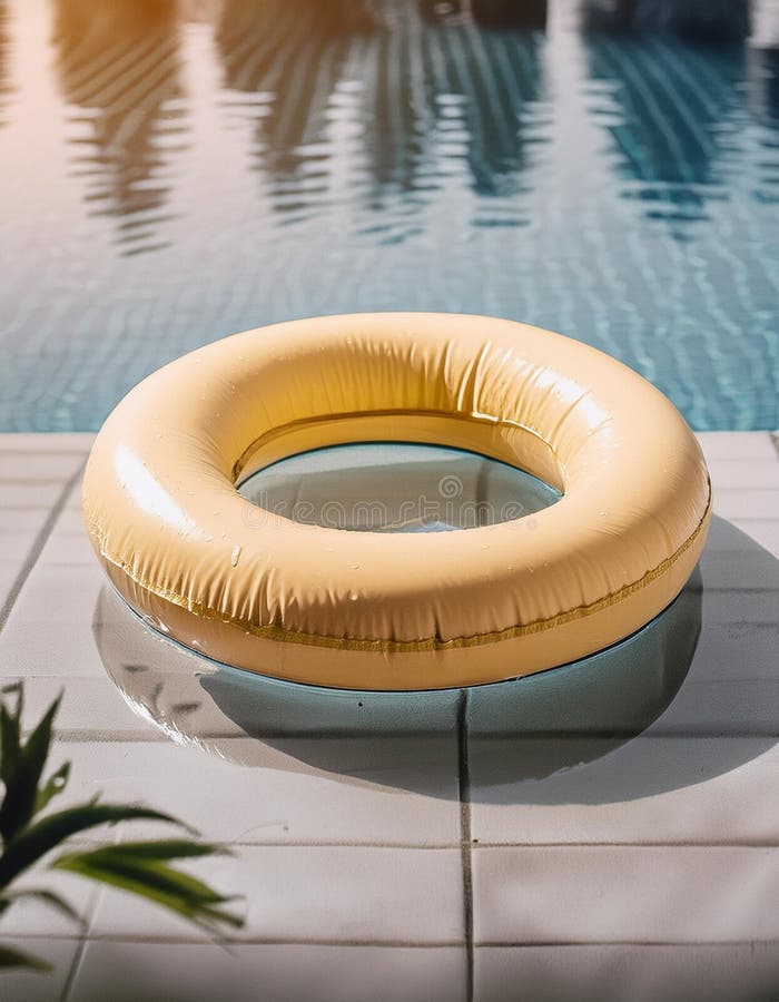Yellow Float Floating in the Pool with Blue Water Stock Illustration ...