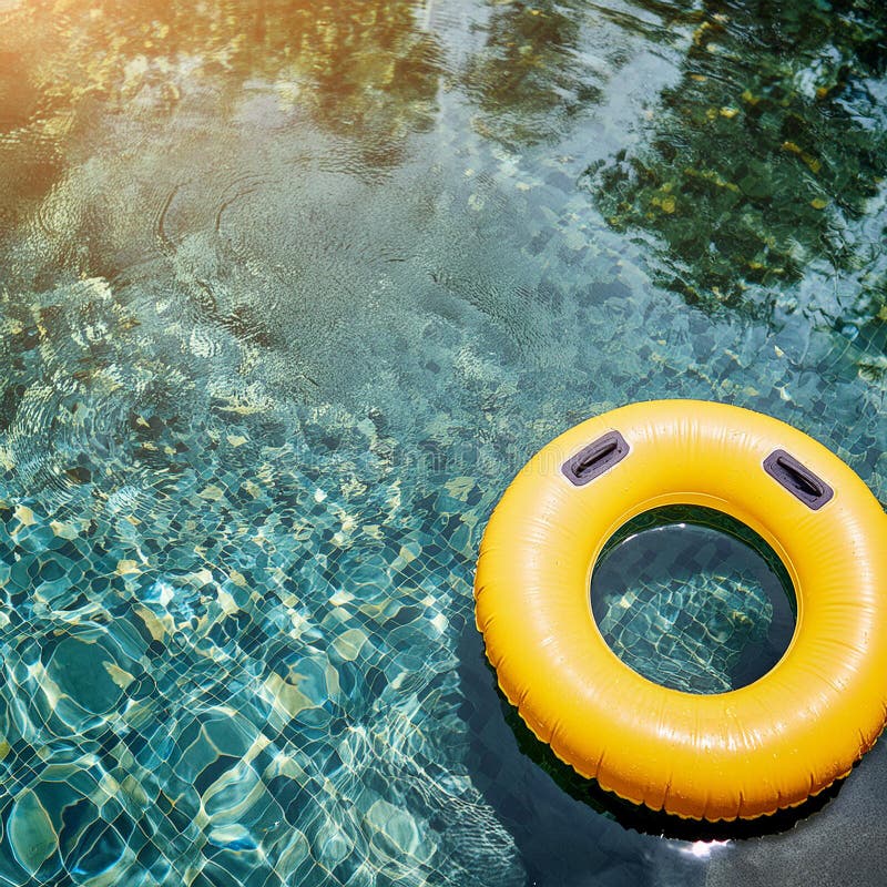 Yellow Float Floating in the Pool with Blue Water Stock Illustration ...