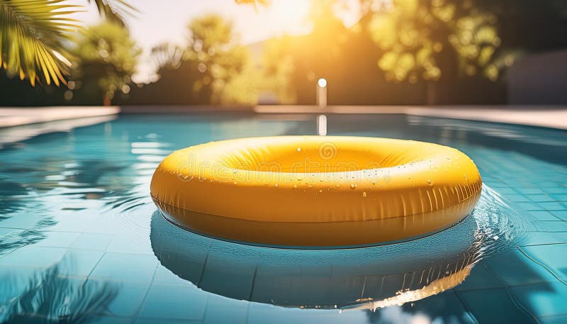 Yellow Float Floating in the Pool with Blue Water. Stock Illustration ...