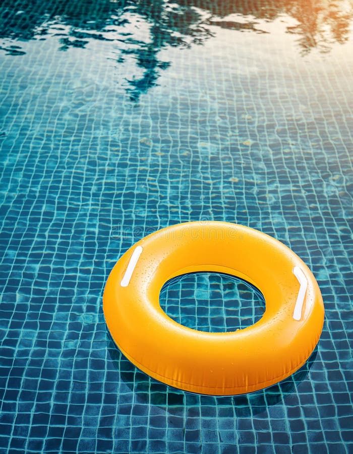 Yellow Float Floating in the Pool with Blue Water. Stock Illustration ...