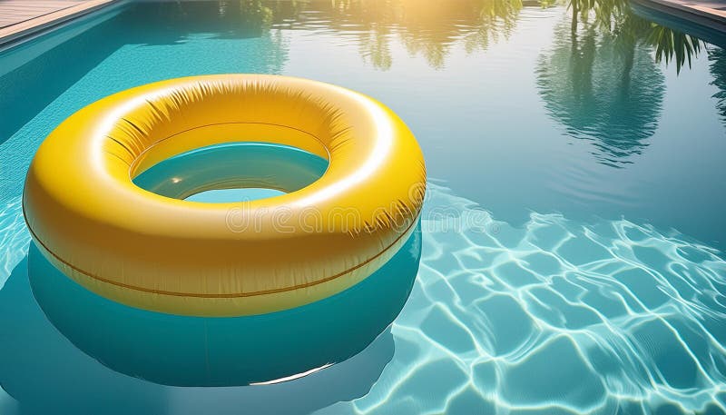 Yellow Float Floating in the Pool with Blue Water. Stock Illustration - Illustration of ring ...