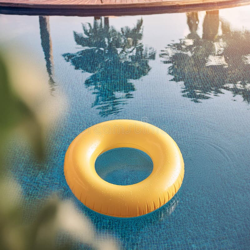 Yellow Float Floating in the Pool with Blue Water. Stock Illustration ...
