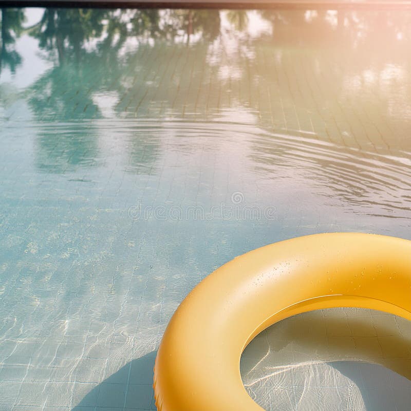 Yellow Float Floating in the Pool with Blue Water. Stock Illustration ...