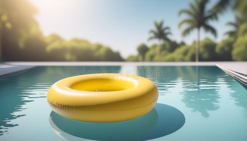 Yellow Float Floating in the Pool with Blue Water. Stock Illustration ...