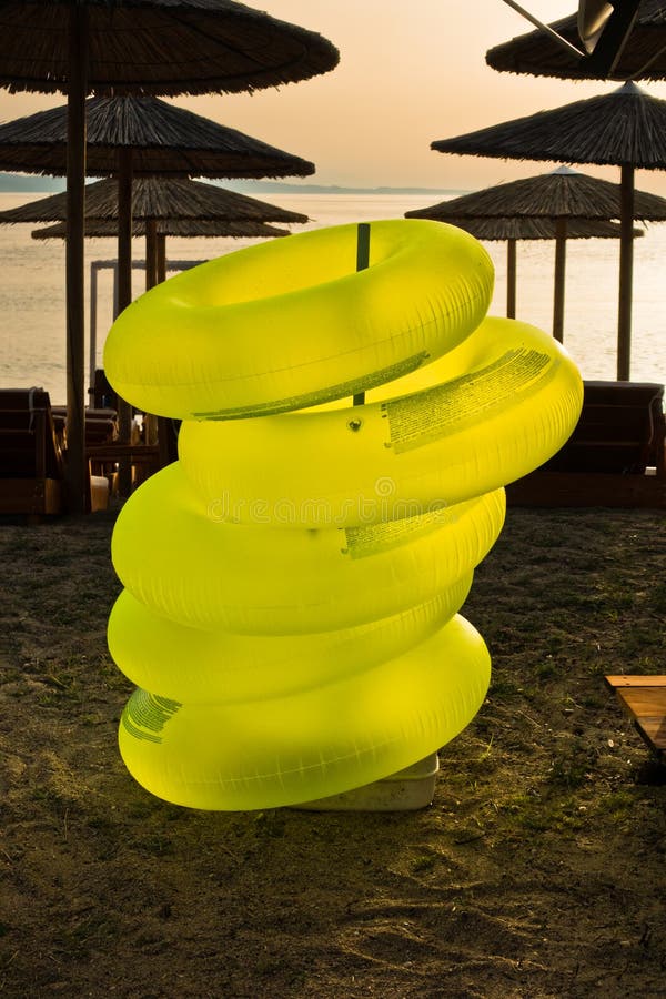 Yellow Floats and Buoys of a Fisherman Stock Photo - Image of fisherman ...