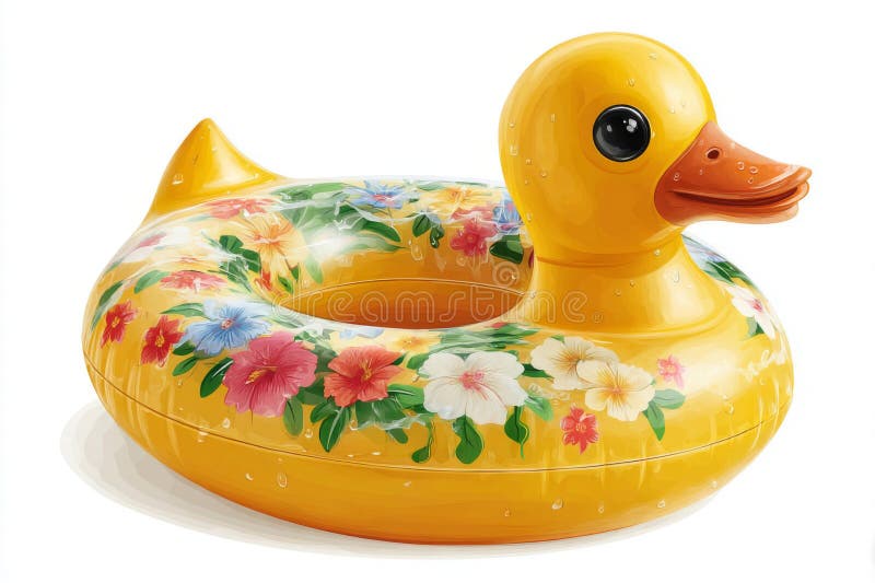 Yellow Floral Duck Pool Float Stock Illustration - Illustration of ...