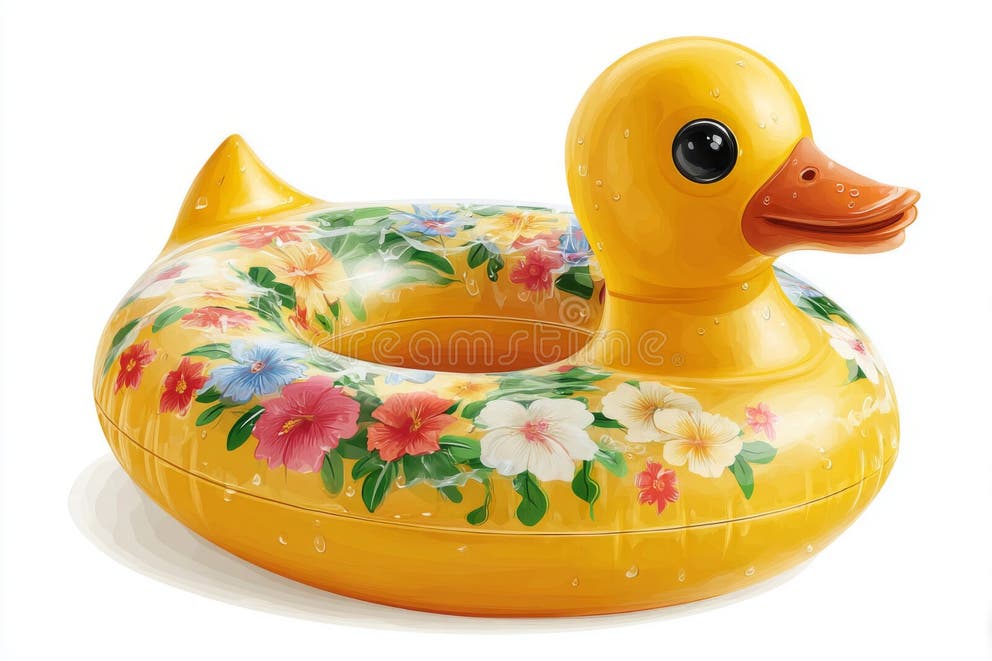 Yellow Floral Duck Pool Float Stock Illustration - Illustration of ...