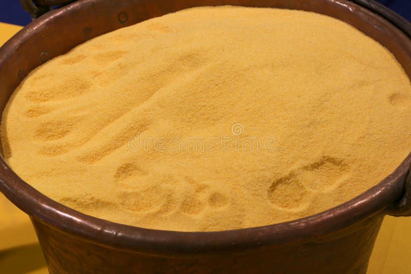 Yellow Flour in Old Copper Cauldron Stock Photo - Image of yellow ...