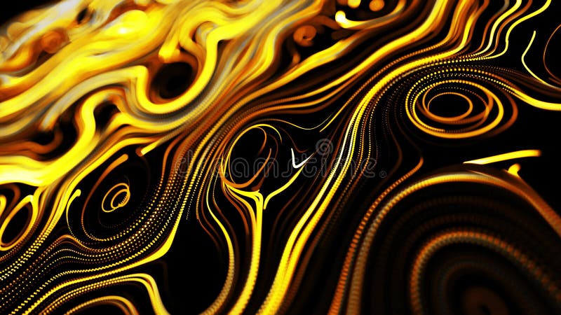 Yellow Flow of Particles Forms Curled Glow Lines or Light Streaks Like ...