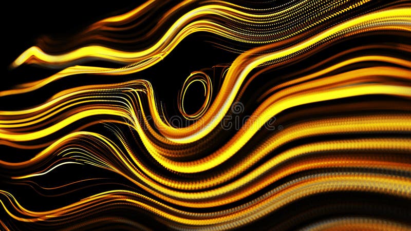Yellow Flow of Particles Forms Curled Glow Lines or Light Streaks Like ...