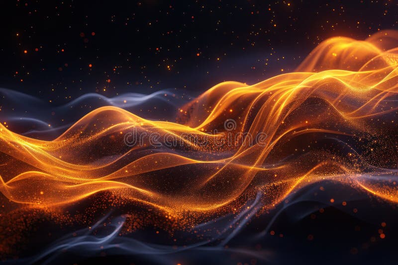 Yellow Flow Wave Abstract Texture for Dark Wallpaper & Cover Design ...