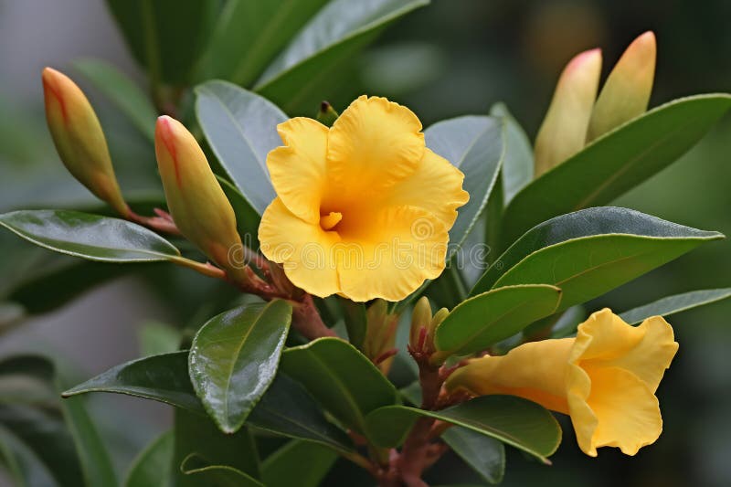 Yellow Flower Of Adenium Obesum Adenium Obesum Stock Illustration
