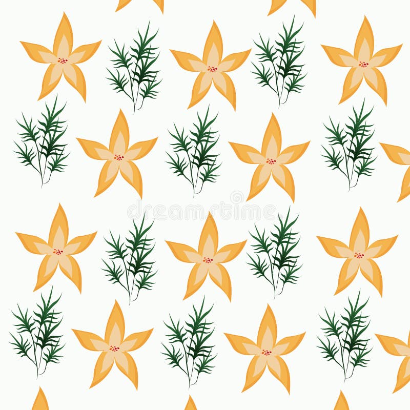 Yellow Flower and Branch Decorative Seamless Pattern Stock Vector ...