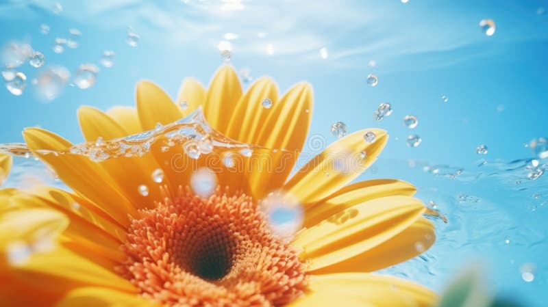 A Yellow Flower Floating in Water with Bubbles. Suitable for Nature and ...