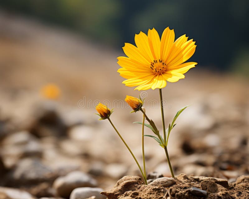 A Yellow Flower Growing Out of the Ground Stock Illustration ...