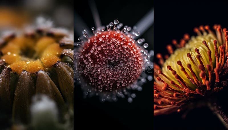 Yellow Flower Head Magnified, Revealing Organic Molecular Structure ...