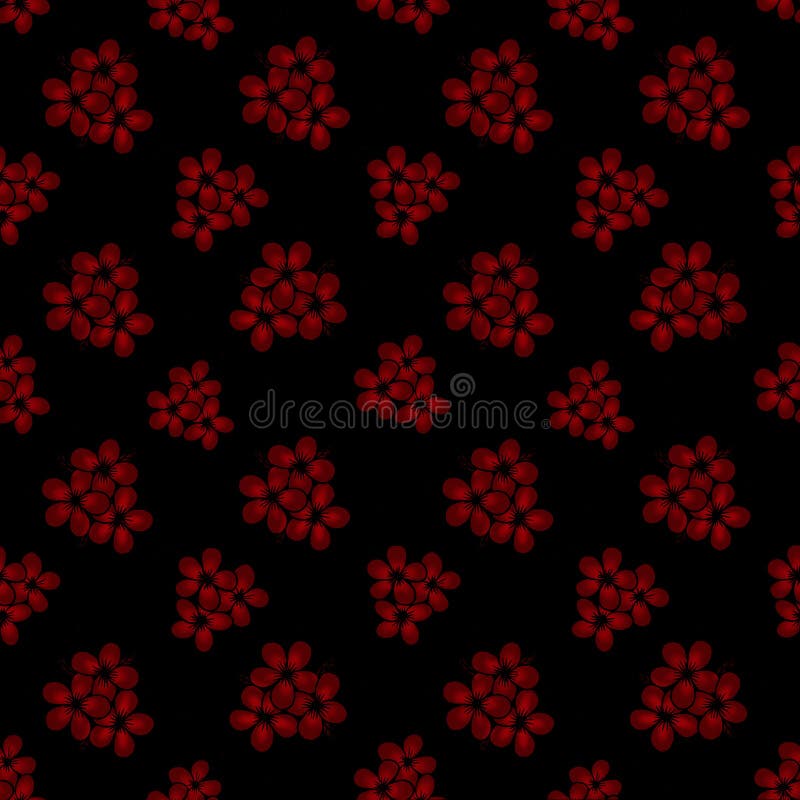 Red Flower Seamless Floral Pattern on Black Background Wallpaper Design ...