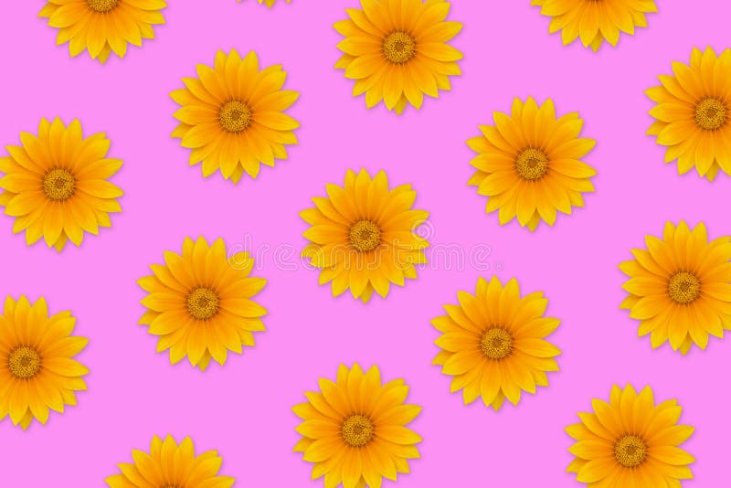 Yellow Flower Pattern on a Pink Background Stock Illustration ...