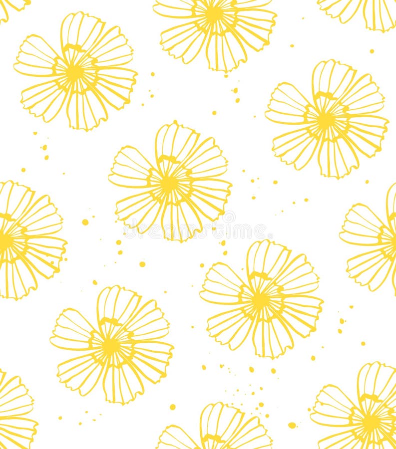 Yellow Flower Pattern Vector Seamless Stock Vector - Illustration of ...