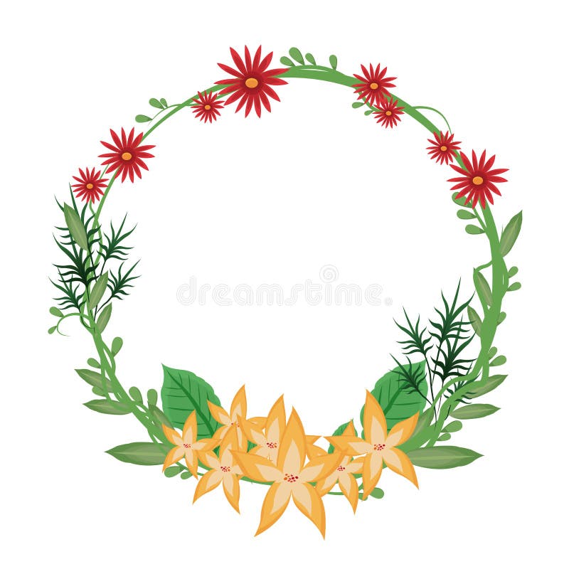 Yellow Flower Round Frame Wreath Gorgeous Stock Vector - Illustration ...