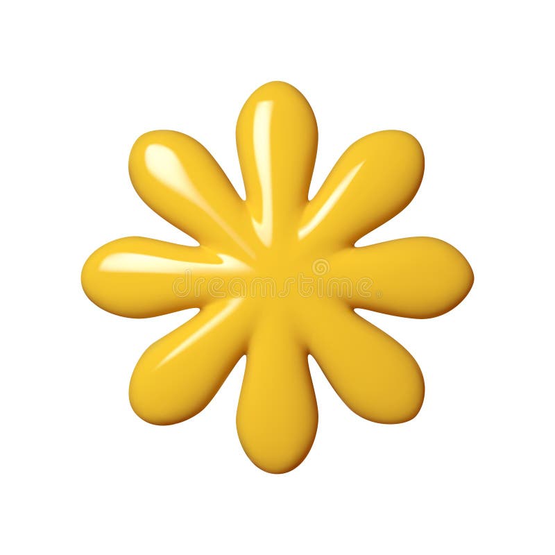 Yellow Flower Shaped Balloon Isolated on White Background - Realistic ...