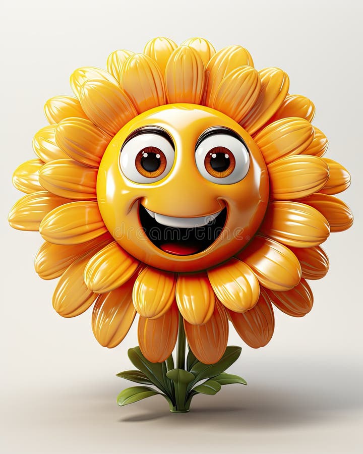A Yellow Flower with a Smiley Face on it S Head. Generative Ai Stock ...