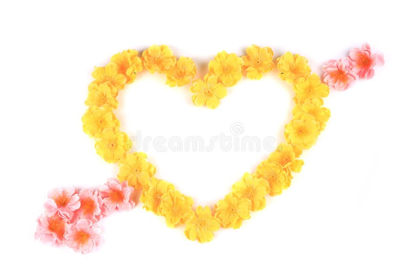 Yellow Flowers in Form of Heart. Stock Photo - Image of form, blossom ...