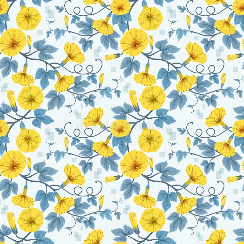 Yellow Flowers and Leaf Seamless Pattern. Stock Vector - Illustration ...