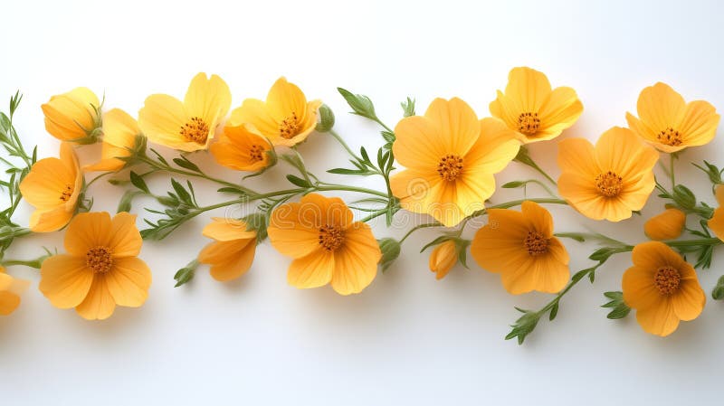 Yellow Flowers on White Background, Nature and Freshness Concept Stock ...
