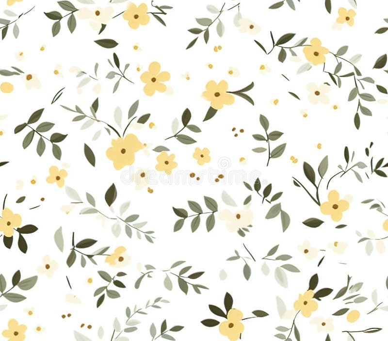 Yellow Flowers on White Background Seamless Pattern, Generative AI ...