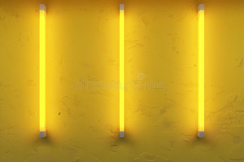 Yellow Fluorescent Tubes Against Textured Yellow Wall Create Vibrant ...