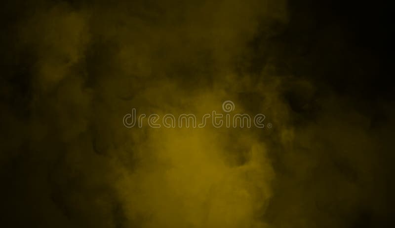 Yellow Fog and Mist Effect on Black Background. Smoke Texture Stock ...