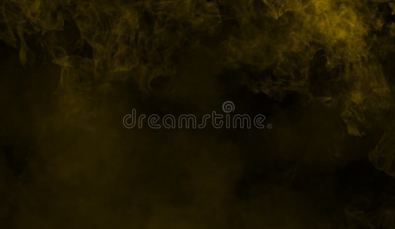 Yellow Fog and Mist Effect on Black Background. Smoke Texture Stock ...
