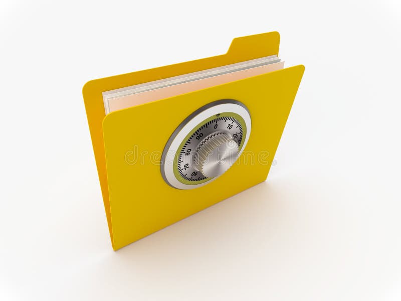 Yellow Folder And Combination Lock Stock Illustration - Illustration of ...
