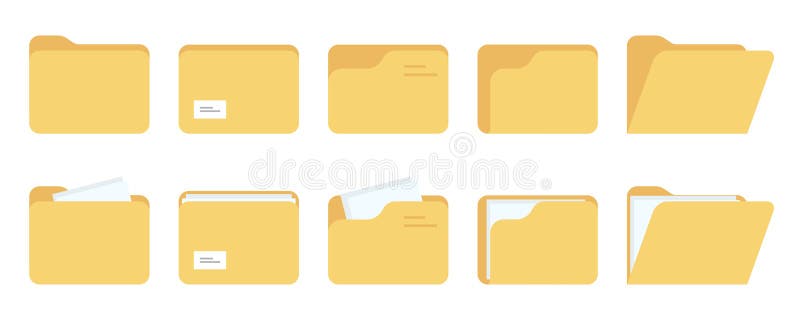 Yellow Folder. Computer Document. File Icon in Folder. Open Folder with ...