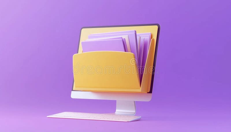 Yellow Folder Containing Files Stock Image - Image of laptop, office ...