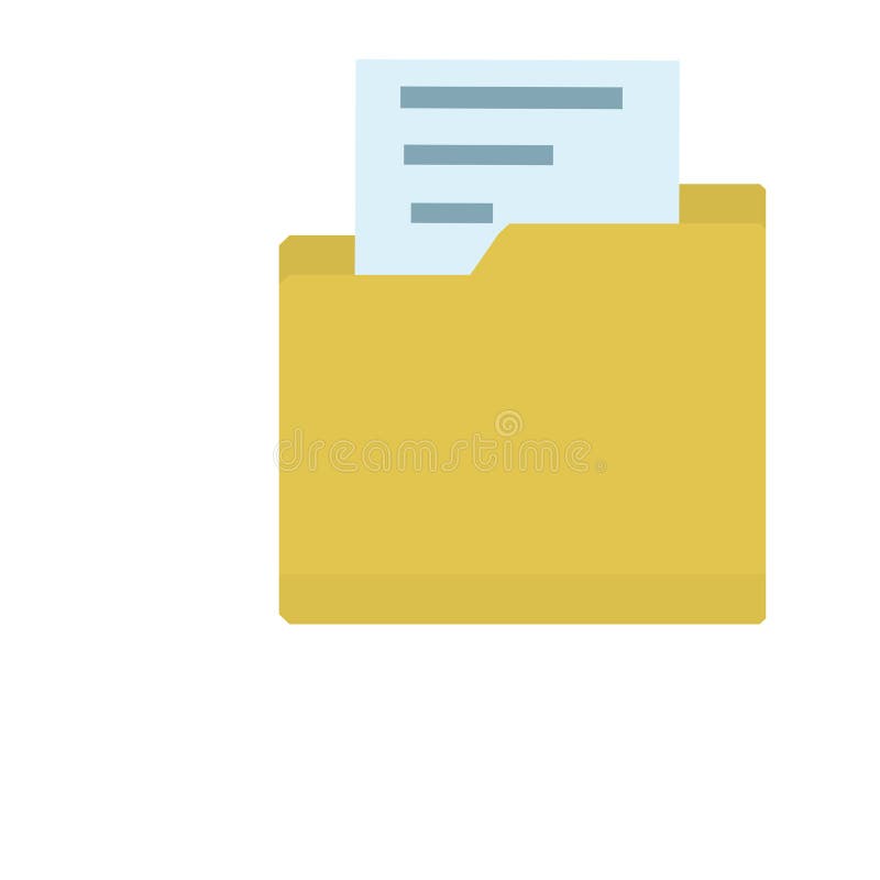 Yellow Folder with Documents. Office Element. Paper File. Data and ...