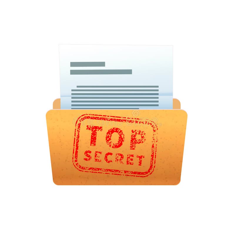 Yellow Folder with Documents and Red Top Secret Stamp on White Stock ...