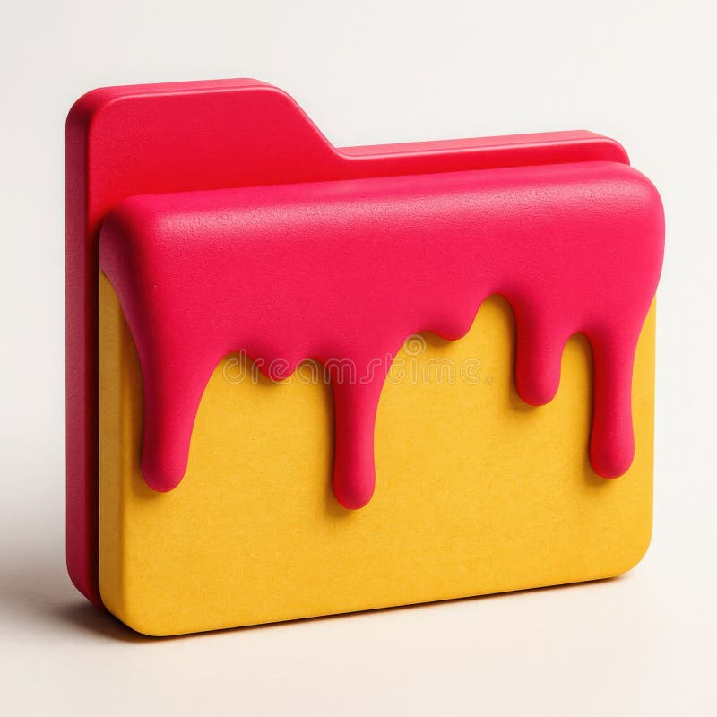 Yellow Folder with Dripping Pink Paint Symbolizing Creative Files and ...