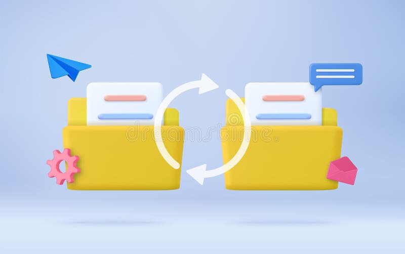 Yellow folder with files stock vector. Illustration of send - 297972278