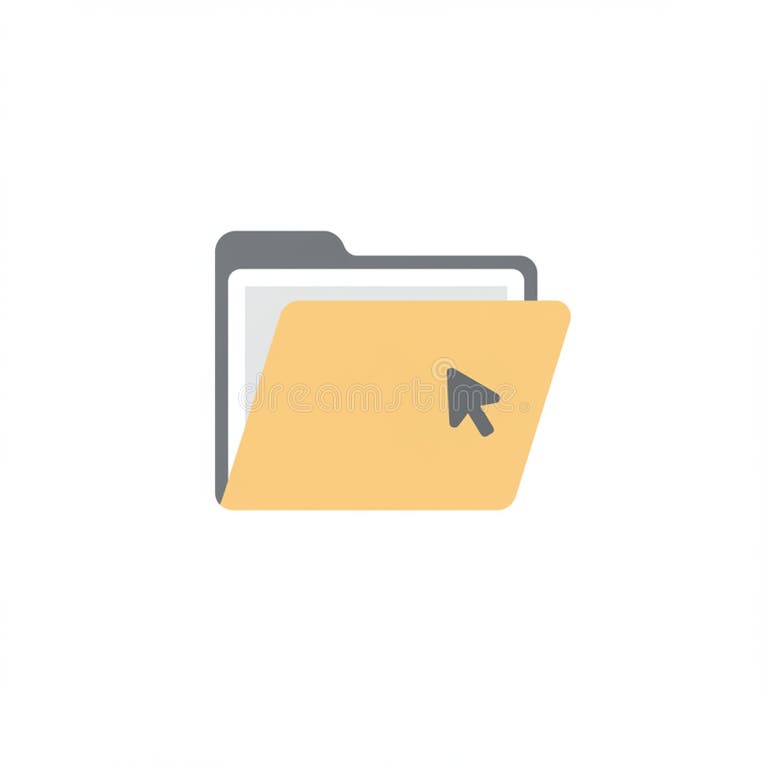 Yellow Folder Icon with a Black Cursor Arrow on the Front, Partially ...